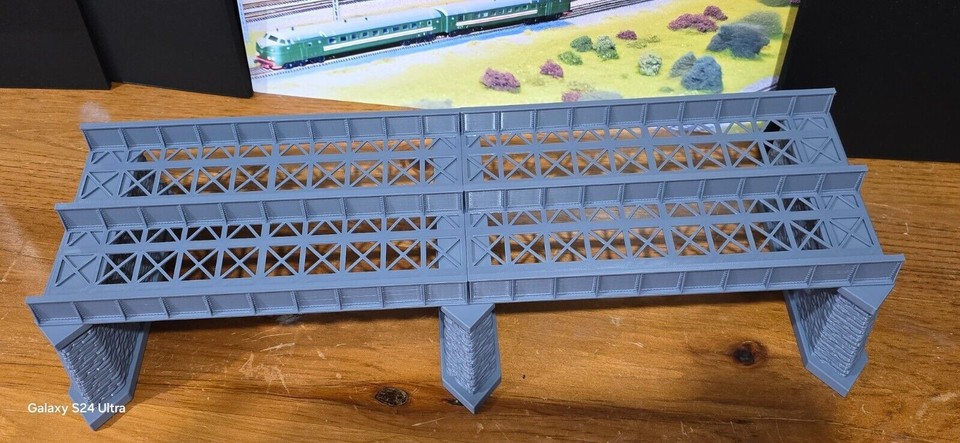 Iron Girder Bridge N Gauge Double Track Model Railway Train Layout 1: ...
