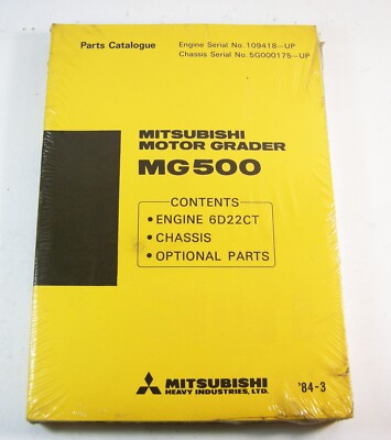 Mitsubishi MG500 Motor Grader Parts Manual Book Catalog | eBay