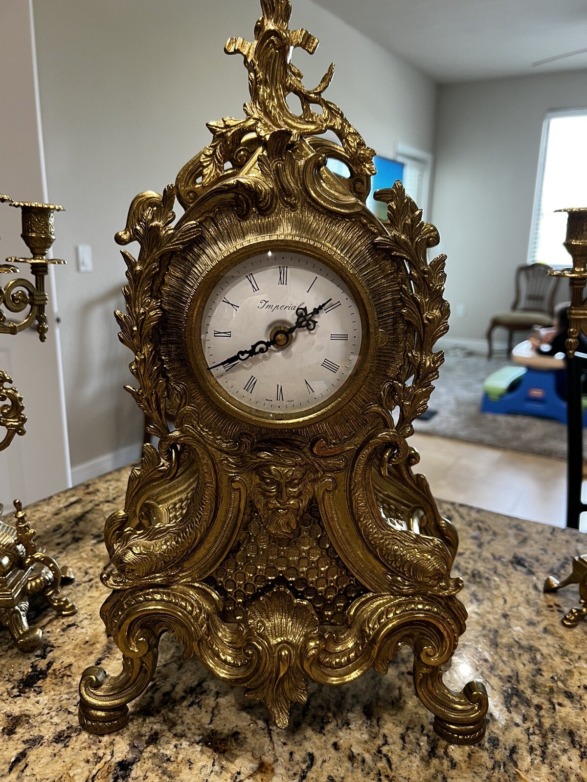 Imperial BREVETTATO Clock with TWO Candelabras - 3 Piece Garniture Set ...