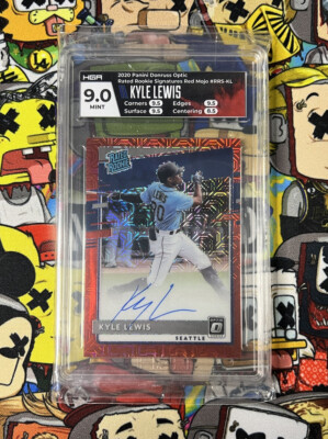 2020 Donruss Optic Red Mojo Kyle Lewis Auto Rated Rookie /99 HGA 9 Auto ...