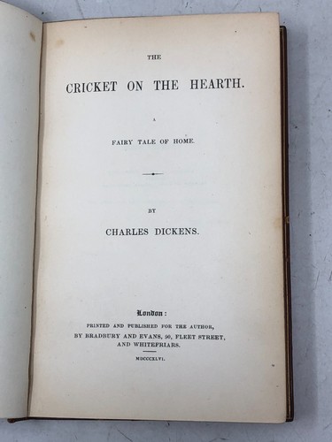 The Cricket On The Hearth, Charles Dickens, 1846, E-51 | eBay