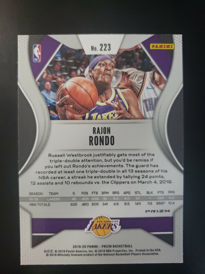 RAJON RONDO 2019-2020 NBA SILVER PRIZM CARD #223 | eBay