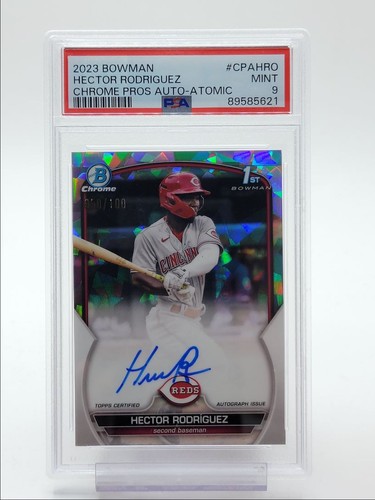 HECTOR RODRIGUEZ 2023 BOWMAN CHROME 1ST ATOMIC REDS AUTO /100 PSA 9 ...