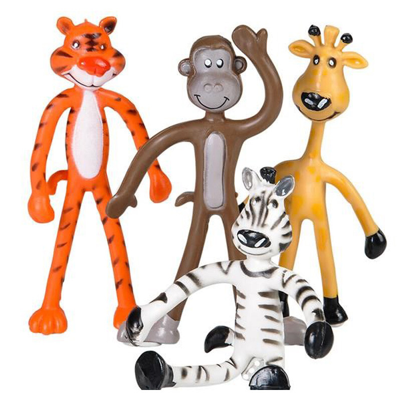 Dozen 4" Bendable Zoo Animals Favor Party Gift Bag Fillers Prizes ...