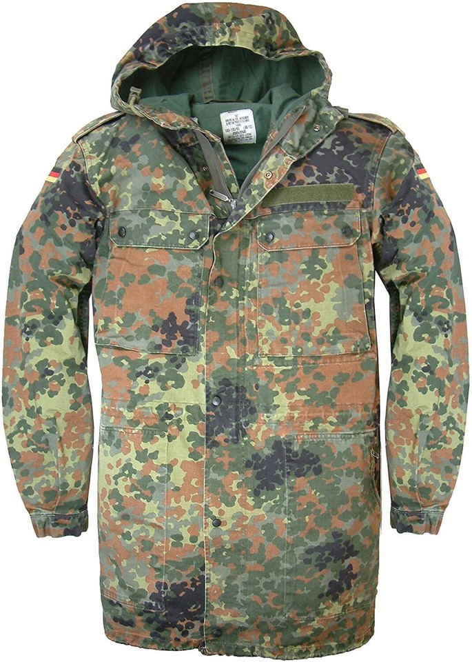 German Parka Original Army Jacket Flecktarn Camo Vintage Coat ...
