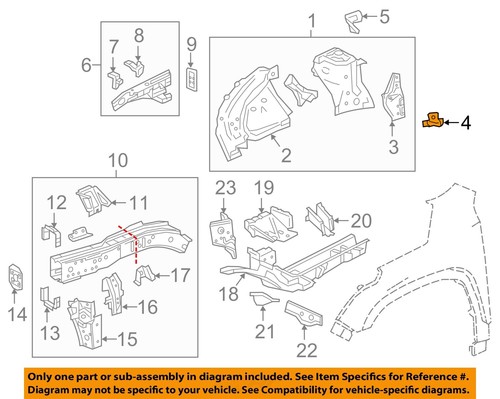 GM OEM 17-24 Acadia Fender Structural Components Rails-Apron Reinf ...