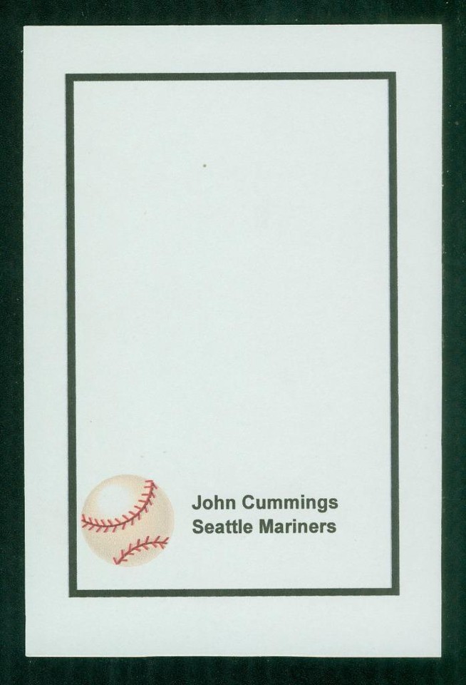 #1163, 4" x 6" Photo Card, Signed-Autographed, John Cummings, Mariners ...