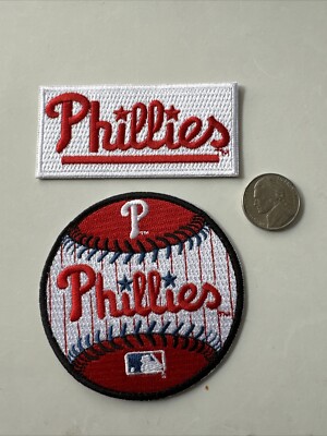 (2) PHILADELPHIA PHILLIES EMBROIDERED IRON ON PATCHES Patch Lot 3” X 1. ...