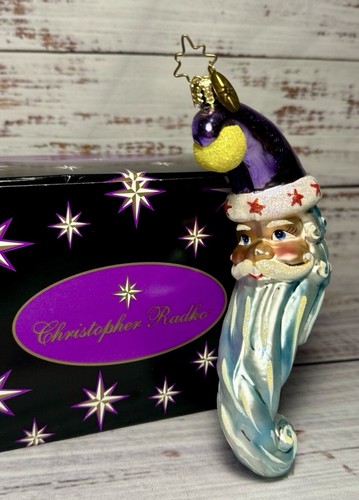 RARE Christopher Radko Crescent Santa Dreamer Moon Ornament VTG w Orig ...