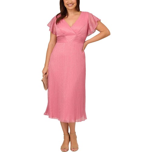 Adrianna Papell Womens Metallic Midi Formal Cocktail And Party Dress ...