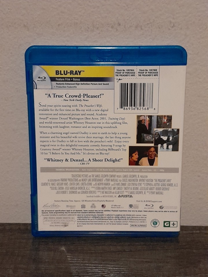 The Preacher's Wife Blu-ray Denzel Washington Whitney Houston HTF RARE ...
