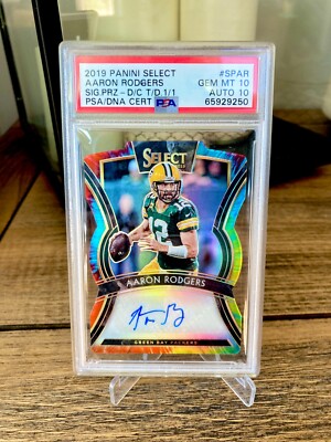 2019 Panini Select Aaron Rodgers Auto Tie Dye Prizm PSA 10 One of One 1 ...