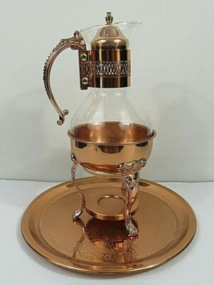 Solid Copper Tea Server with Warmer Base and Serving Tray (Pg12E) | eBay