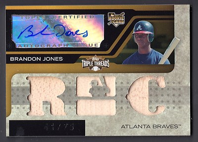 Brandon Jones 2008 Topps Triple Threads Sepia Rookie Bat Autograph Var ...