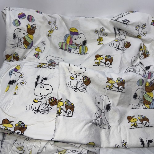 100% Cotton Twin Sheet Peanuts Easter Snoopy Woodstock 3 Piece Clean | eBay