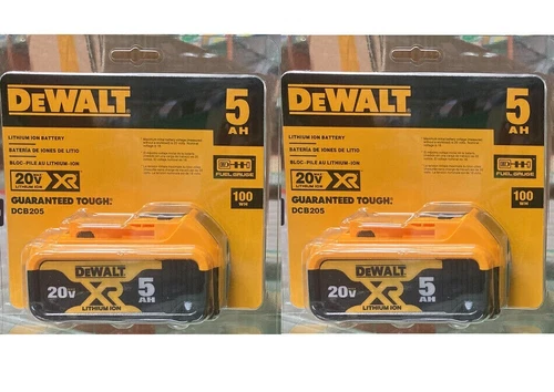 2PCS Dewalt 20V 5.0Ah MAX XR Li-ion Power Tool Battery DCB205 DCB205-2 ...
