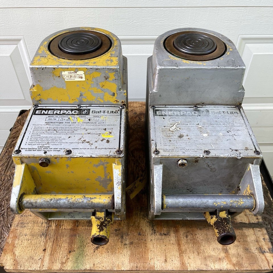 Lot Of (2) Enerpac Hydraulic Jacks 75 Ton Saf-T-Lite JHA756 Industrial ...
