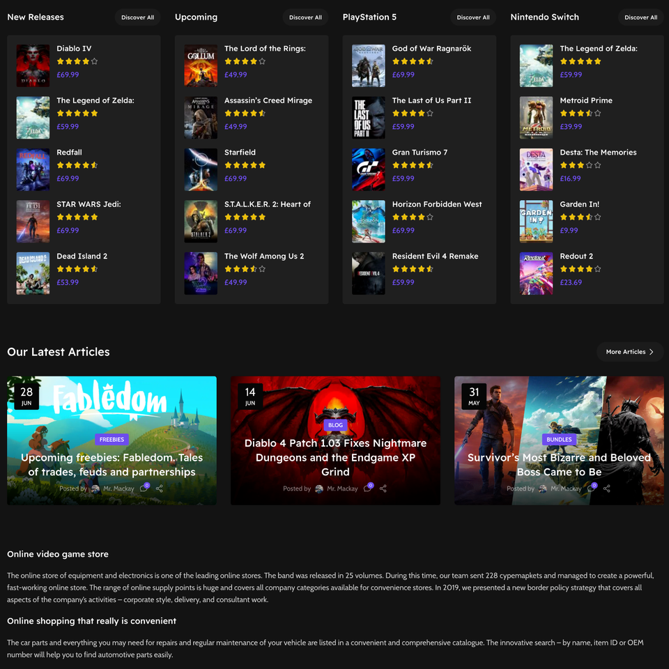 Game Shop Websites Design for Sale with Free VPS Web Hosting | eBay