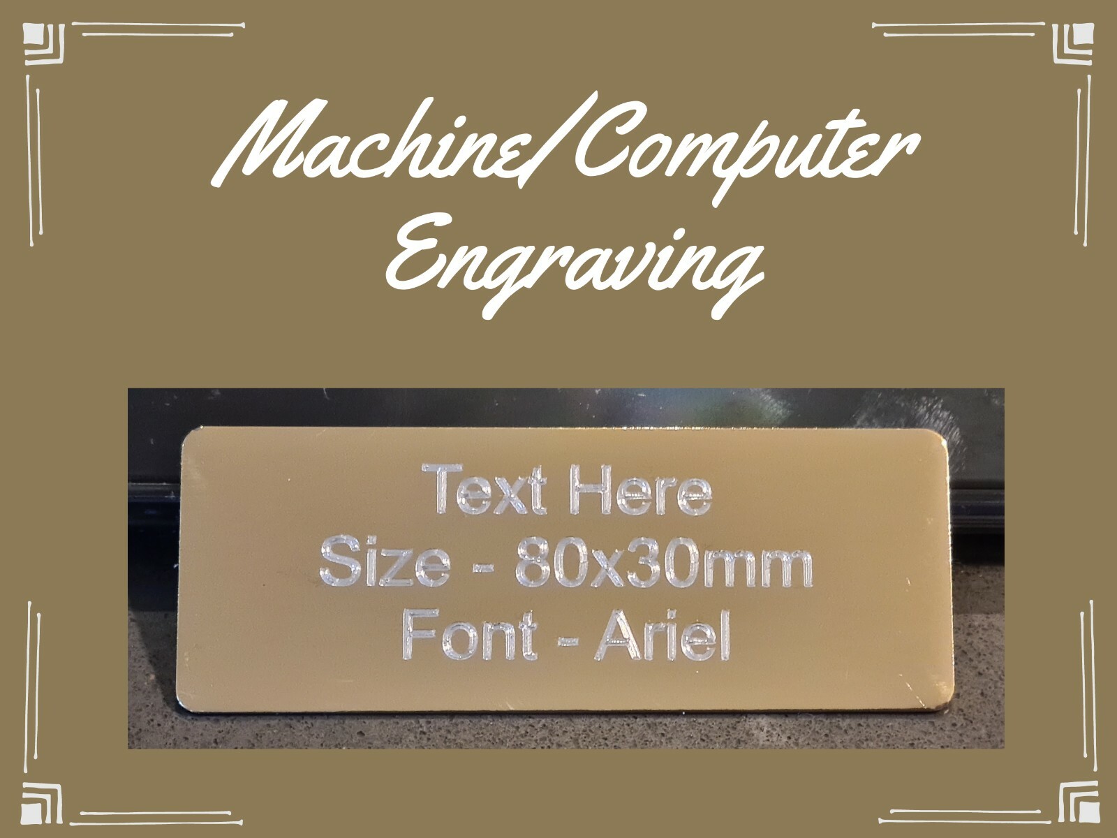 Personalised Custom Machine Engraved Gold Metal Plate 80x30mm | eBay ...