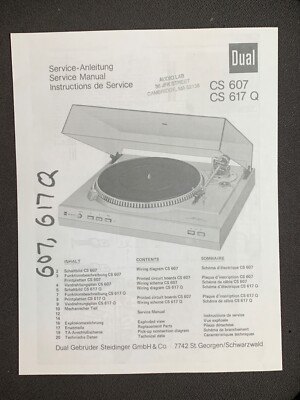 Dual CS 607 CS 617 Q Turntable Service Manual Record Changer Photocopy | eBay