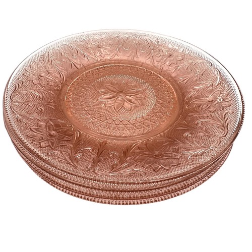 Vintage Indiana Glass Tiara Pink Sandwich Pattern Dinner Plates Set 4 ...