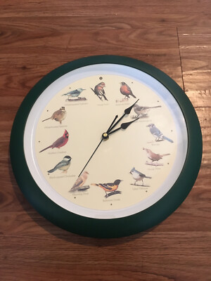 National Audubon Society Quartz Singing Bird on Hour Analog Clock Green ...
