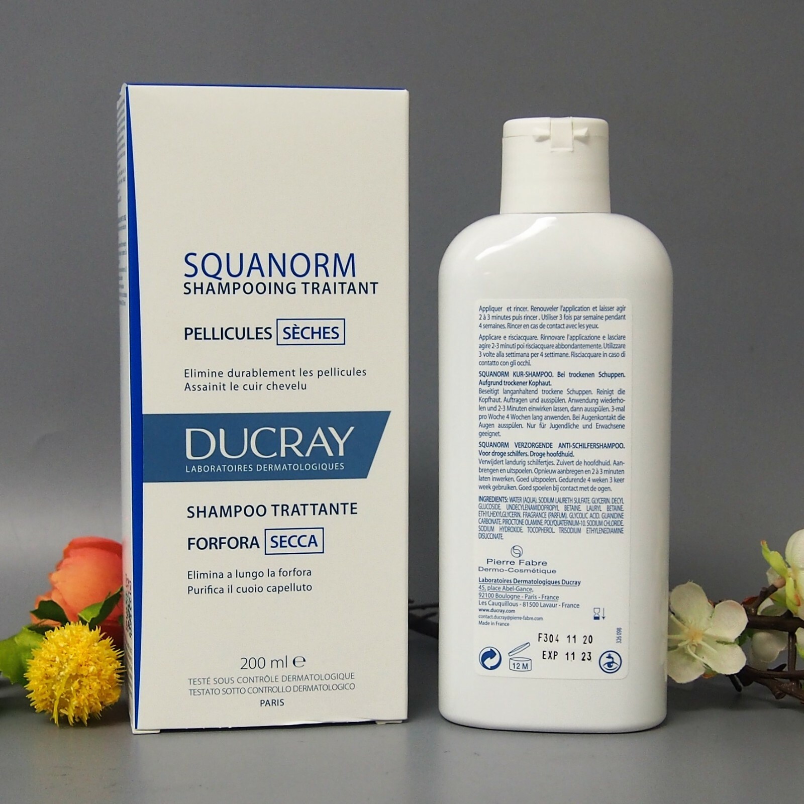 SET OF 2 Ducray Squanorm Anti Dandruff Shampoo DRY Hair 6.8oz/200ml EXP ...