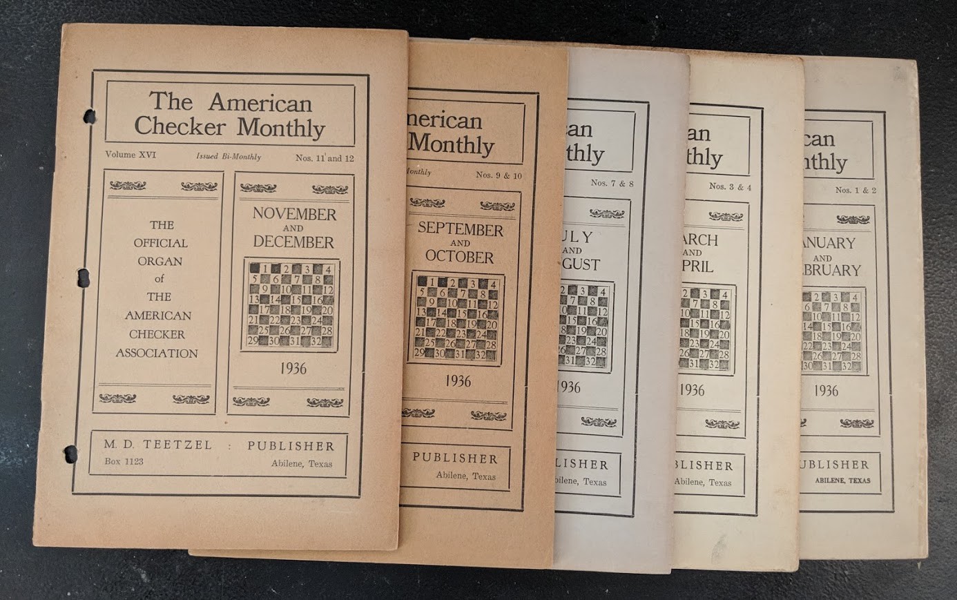 The American Checker Monthly : Vol.XVI Nos.1-4-7-12 [1936 ] Soft Cover ...