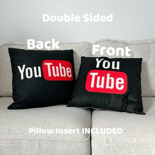 Double Sided 16" Pillow Case Youtube Black Insert INCLUDED Creator ...