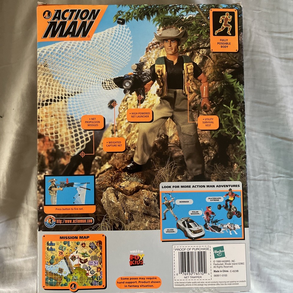 NEW ACTION MAN NET TRAPPER 12" HASBRO FOX KIDS FIGURE DOLL WITH FIRING ...