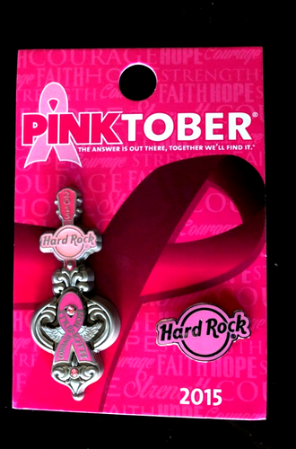Hard Rock Cafe 2015 Pinktober Breast Cancer Pink Ribbon Guitar Pin Set ...