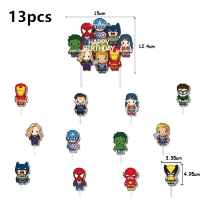 13pcs Superhero cake topper and cupcake toppers Avengers DC Comics ...