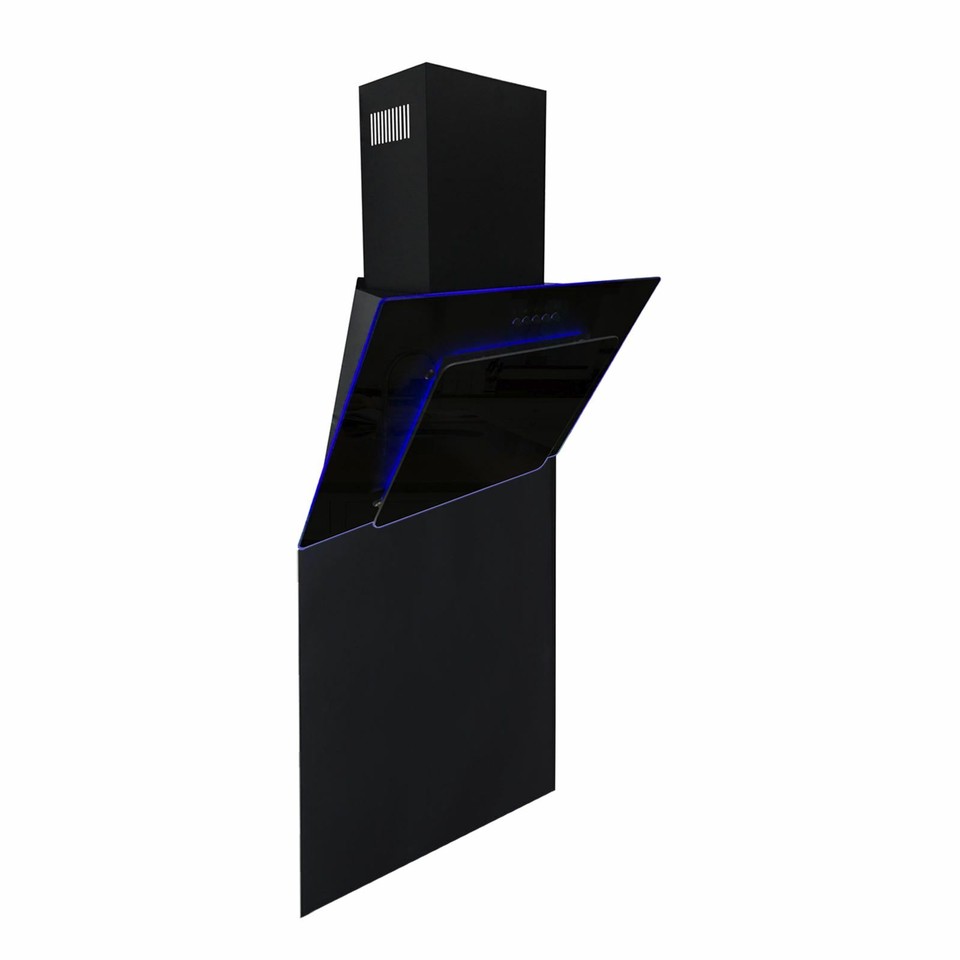 SIA 90cm Black 3 Colour LED Edge Lit Angled Cooker Hood And Glass ...