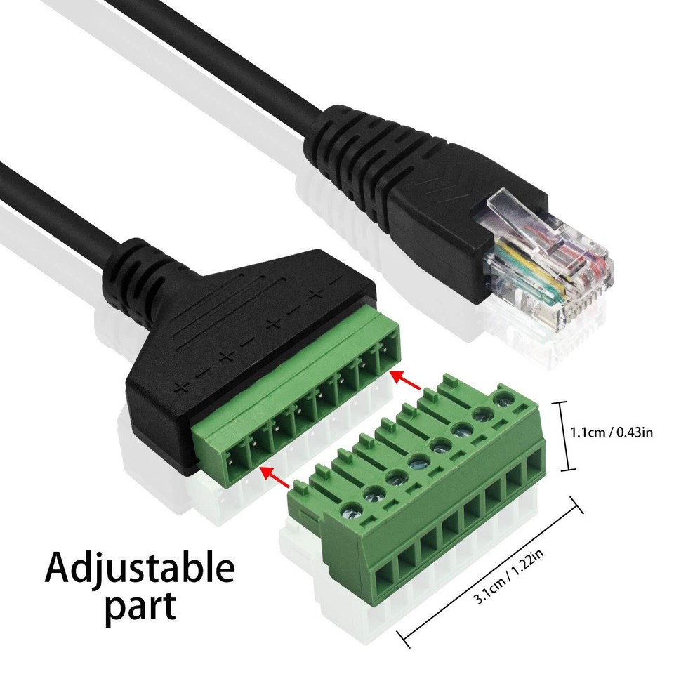 RJ45 Screw Terminal Adapter, RJ45 Male to 8 Pin Screw Terminal ...