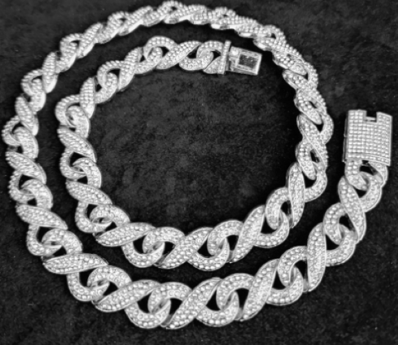 Miami Cuban Infinity Links Chain 15mm Iced A++ Out Rhinestones White ...