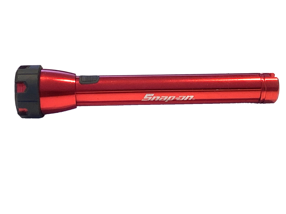 Snap On 7” RED Anodized Aluminum 2AA Cell LED Flashlight FRESH ...