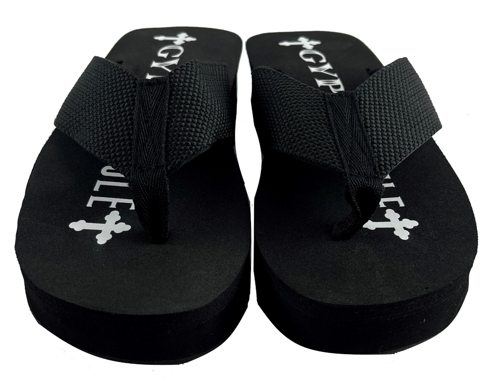 Gypsy Soule - 2" WEDGE Flip Flops Canvas Thong Sandals Comfort Heel ...