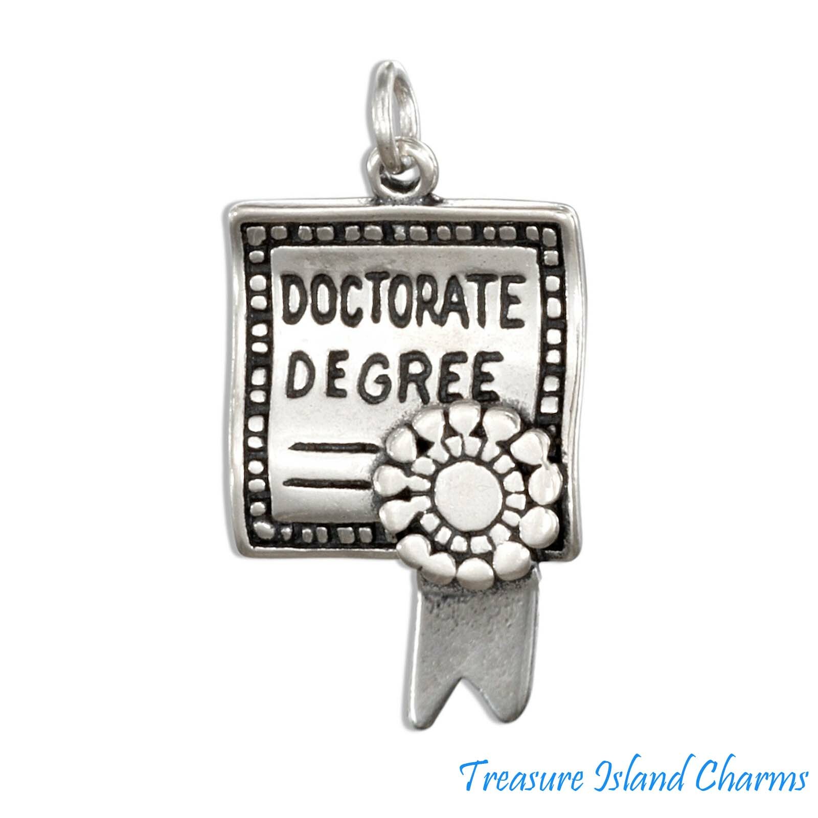 Doctorate Degree Graduation Diploma 3D 925 Sterling Silver Charm PhD ...