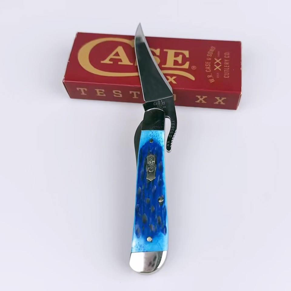 Case XX Knives 51859 Pocket Worn Mediterranean Blue Bone Russlock Knife ...