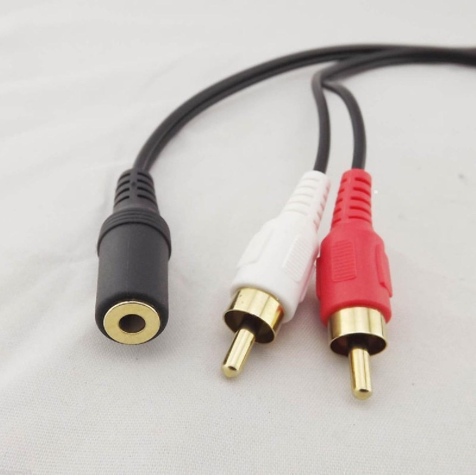 Gold 3.5mm 50CM Stereo Female Mini Jack To Male RCA Plug Adapter Audio ...