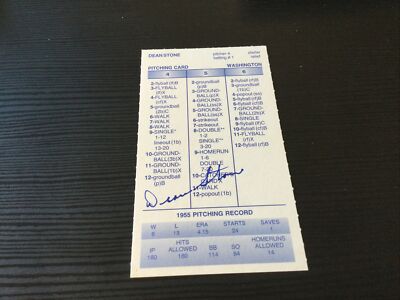 Dean Stone Signed Strat-o-matic Card 1955 Washington Debut 1953 | eBay