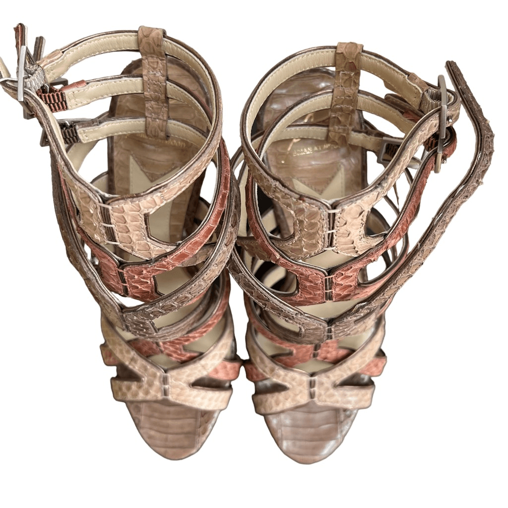 B Brian Atwood Carbinia Triple-Buckle Snake Cage Sandal size 7 | eBay