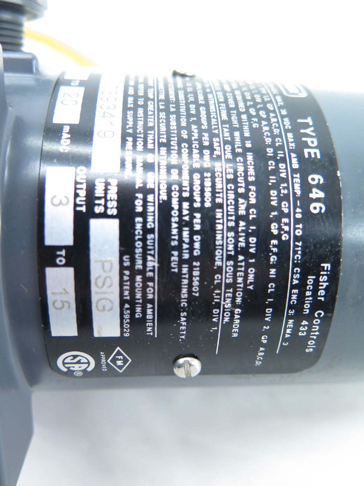 Fisher Type 646 Transducer MINT CONDITION | eBay