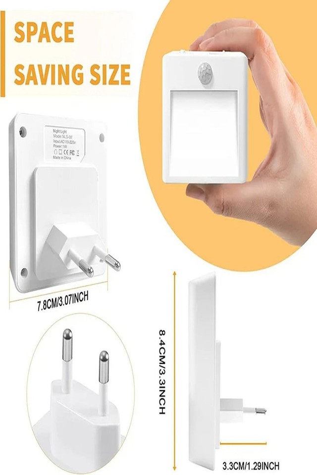 UK Plug In PIR Motion Sensor Hallway Plug Socket LED Home Night Light ...