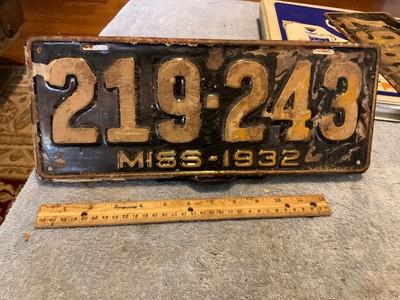 License Plate Vintage Mississippi Miss 1932 219 243 Rustic | eBay