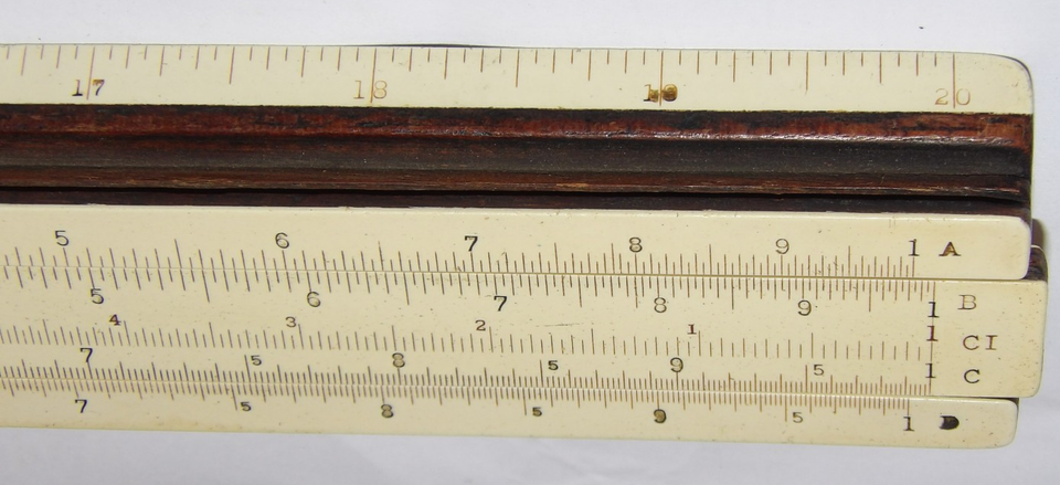 VINTAGE K&E 4053-5 20" WOODEN SLIDE RULE! LEATHER CASE! KEUFFEL & ESSER ...