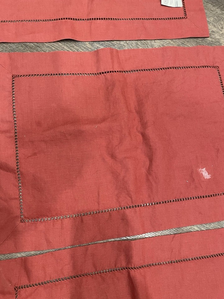 6 PCS POTTERY BARN FABRIC PLACEMATS ORANGE 20x14 Linen Rust Tera Cotta ...