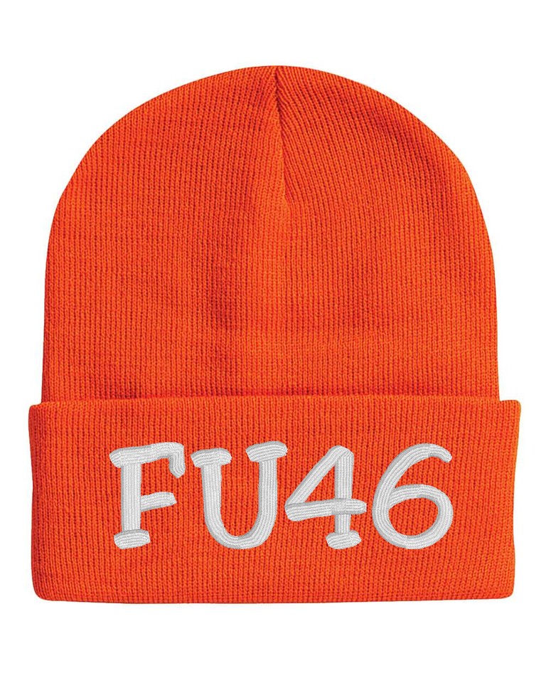 FU46 Embroidered Cuffed Beanie Hat, Embroidered Gift, Winter Hat | eBay