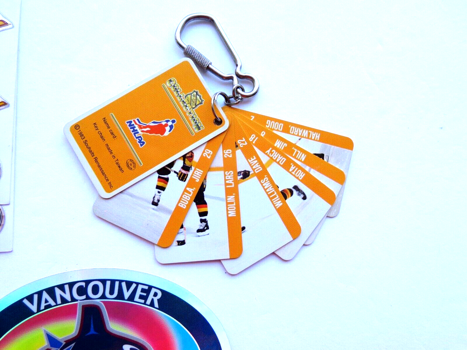 VINTAGE NHL HOCKEY VANCOUVER CANUCKS 10 STICKERS & 1993 TEAM KEYCHAIN ...