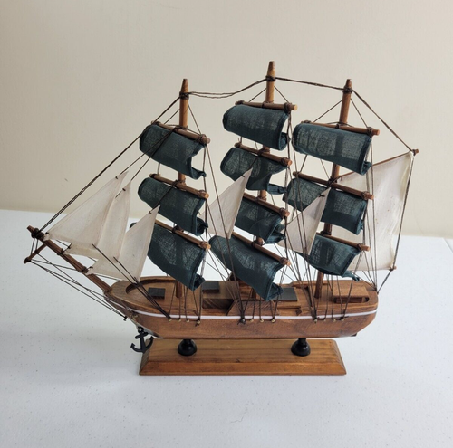 Vintage Wooden Handcrafted Collectible Decorative Sailing Vessel Barque ...